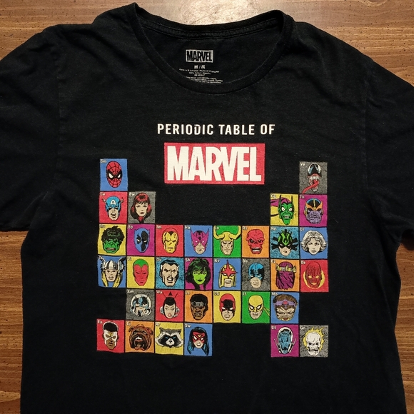 Marvel | Shirts | Marvel Periodic Table Tshirt Medium Comic Book Heroes ...